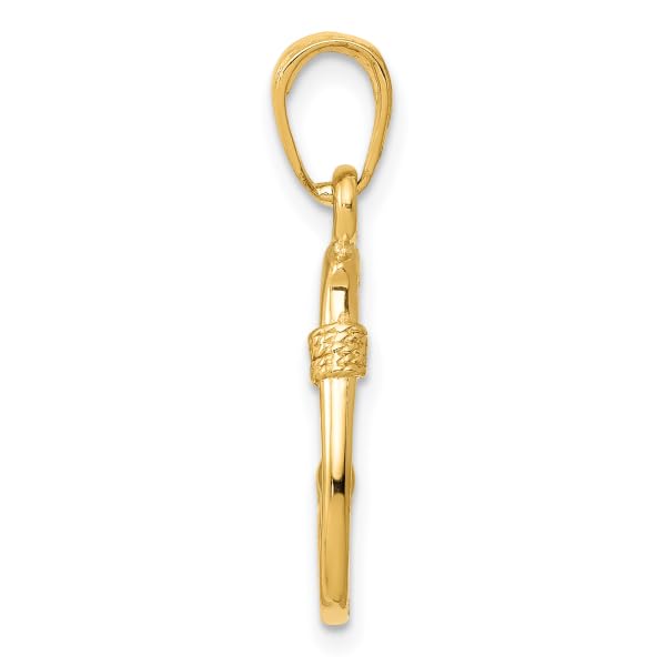 IceCarats 14K Yellow Gold Hawaiian Fish Hook Necklace Charm Pendant 24mm x 8mm Only
