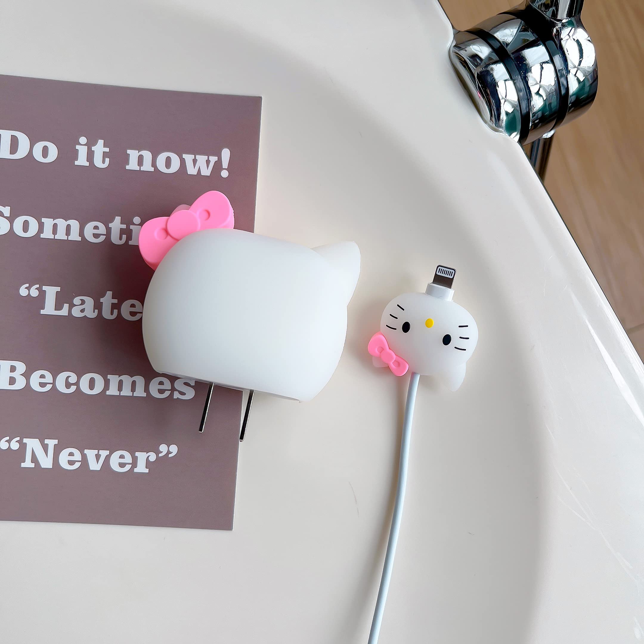 TXGOT for Apple 20W USB-C Power Adapter Charger 3D Cute Cartoon Designs Protective Case,Cute Cartoon Lightning Cable Protector Cover for iPhone Charger (KT)