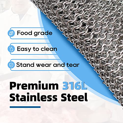 Schwer Highest Level Cut Resistant Stainless Steel Metal Mesh Chainmail Glove Butcher Glove for Meat Cutting Food Processing Knife Sharpening Oyster Shucking Kitchen Mandoline Slicing Fish Fillet(L)