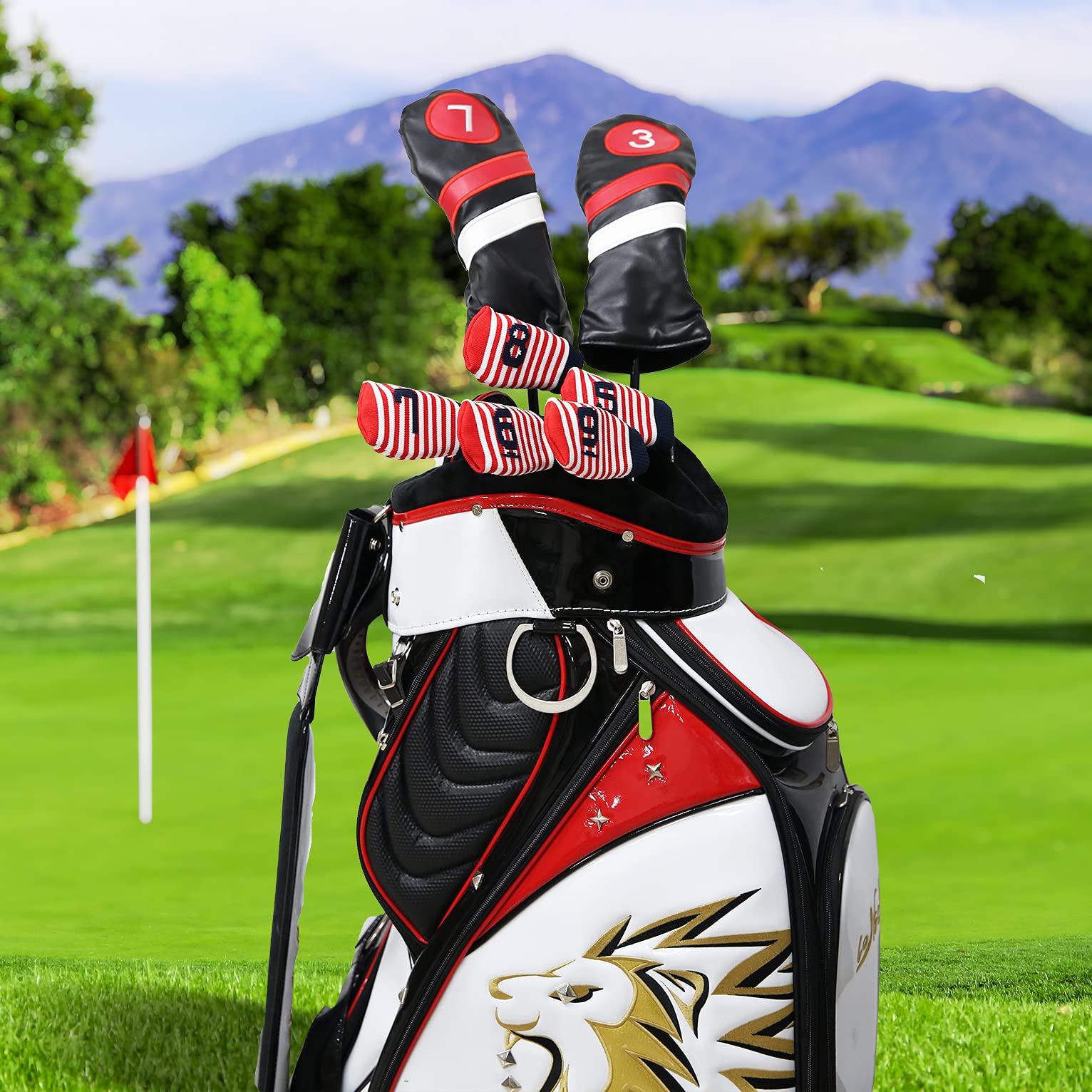 KYTAI 10pcs Golf Iron Head Covers Set Knitted Club Headcovers Fit Callaway Ping Taylormade Cobra for Man Women 4-9/A/P/S (Red)