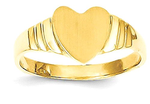 IceCarats 14K Yellow Gold Heart Love Custom Engraved Signet Ring Handmade Personalized Monogram Initial Letter Band Size 3.5