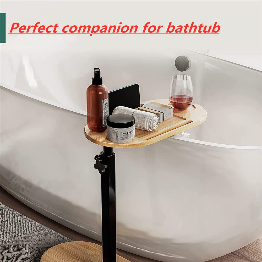 WANLIAN Bamboo Bathtub Stand Tray, Brown, Rectangular, 15.75 x 8.66 in
