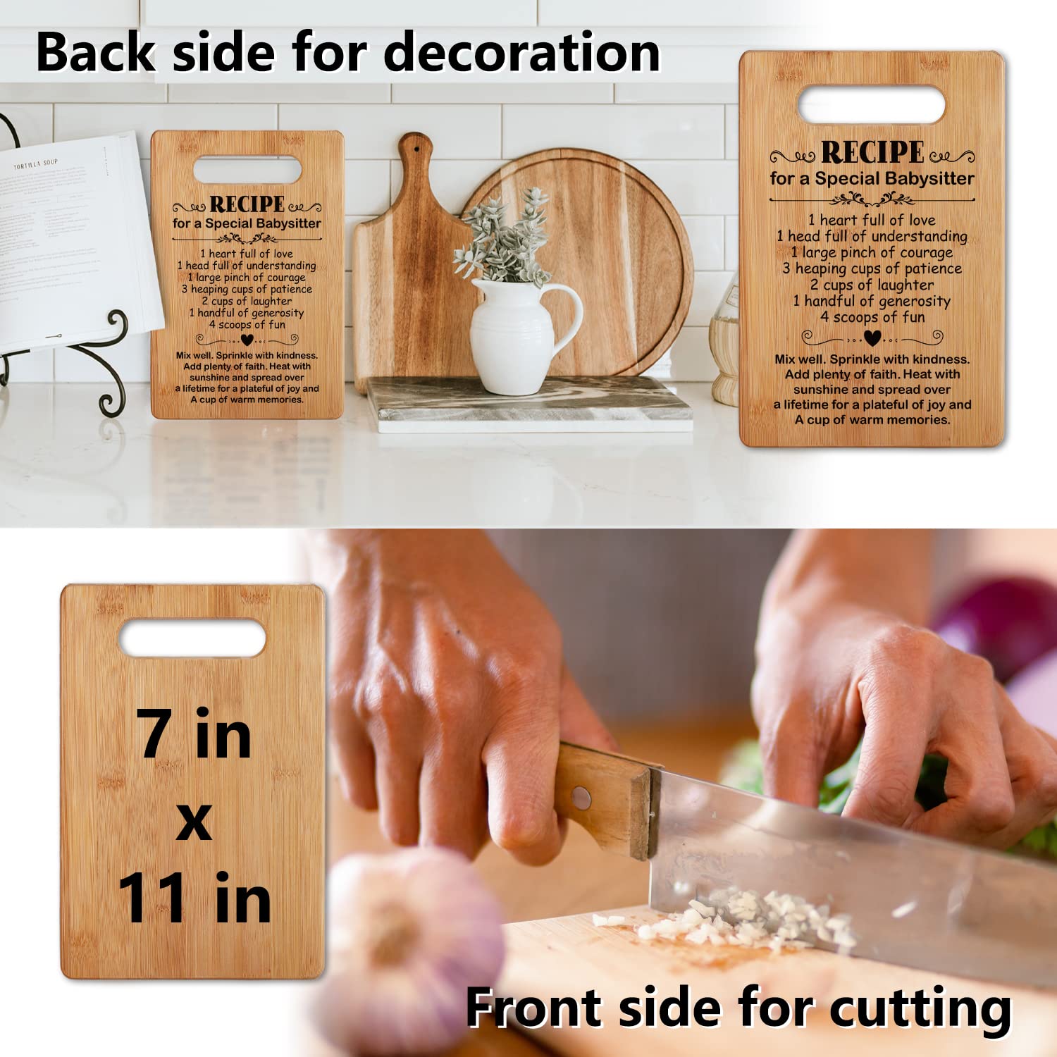 Popular Babysitter Gifts, Cutting Board Gift for Babysitter, Babysitter Appreciation Gift, Thank You Gift or Birthday Gifts for Babysitter