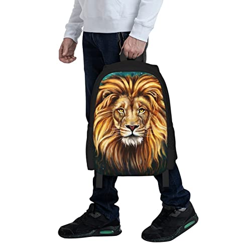 UIACOM Lion School Backpack Cool Lion in Galaxy Bookbags for Teens Kids Boys Girls, Large 17 inch Elementary Junior High University School Bag, Casual Travel Daypack Backpack