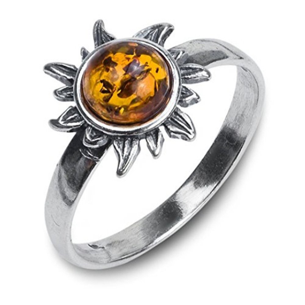 Ian and Valeri Co. Amber Ring Sterling Silver Sun Small