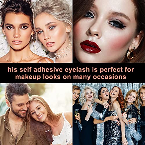 SAOTAENG Reusable Self-Adhesive Eyelashes No Lashes or Glue Needed, False Lashes Stable and Easy to Put On, Natural Look and Waterproof Fake Eyelashes, Gift for Women (3-Pairs)…