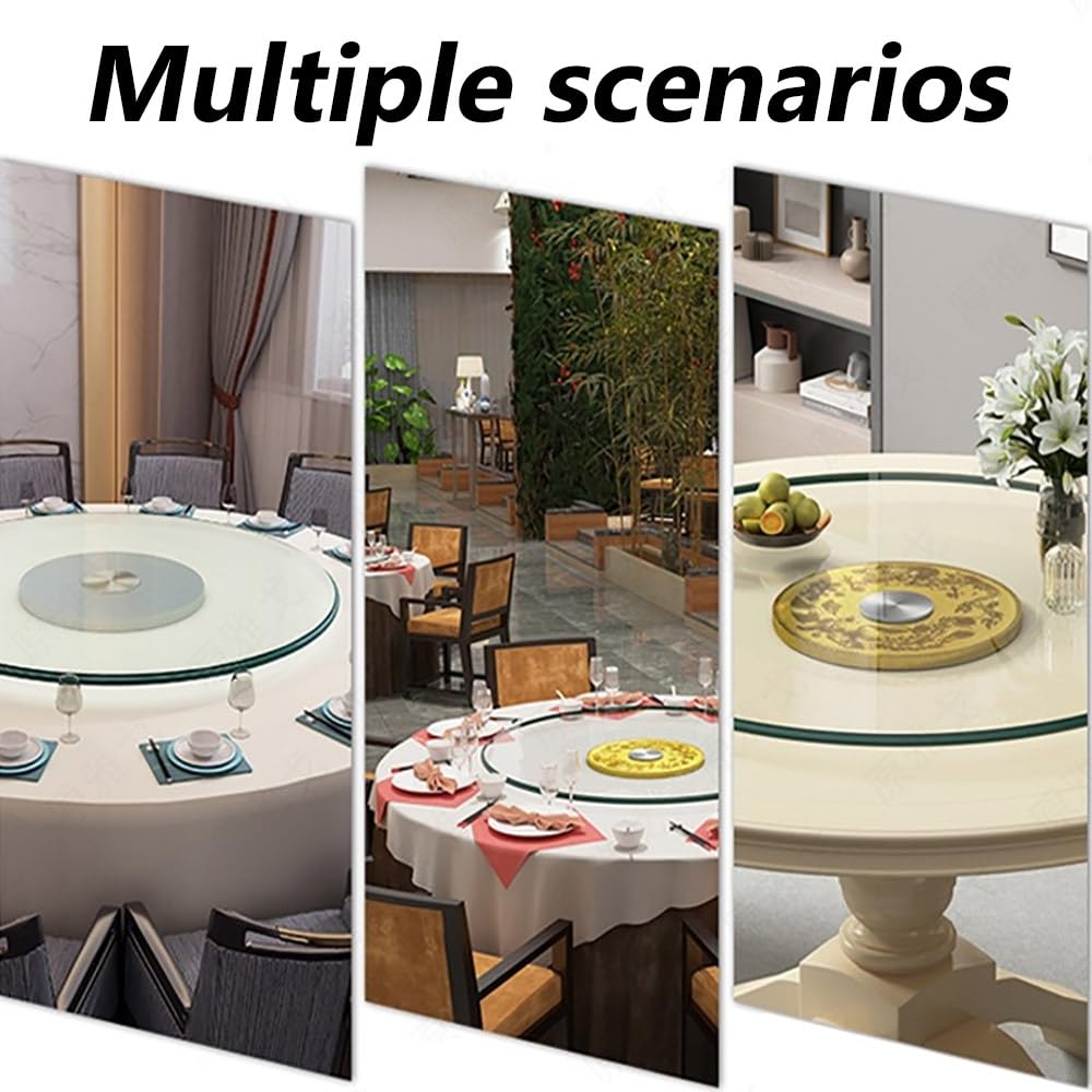 MAGILL Lazy Susan Turntable, Round Tempered Glass Rotating Tray for Dining Table Swivel Serving Plate,Large Swivel Tray with Silent Base,Smooth & Silent (Color : A, Size : 80cm/32in)