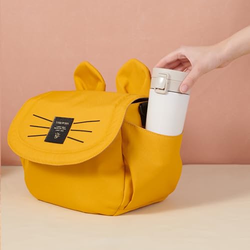 SUNVENO Universal Stroller Organizer with Insulated Cup Holder & Shoulder Strap Cute Diaper Mommy Travel Bag for Stroller like Uppababy, Baby Jogger, Britax, BOB, Umbrella and Pet Stroller, Yellow