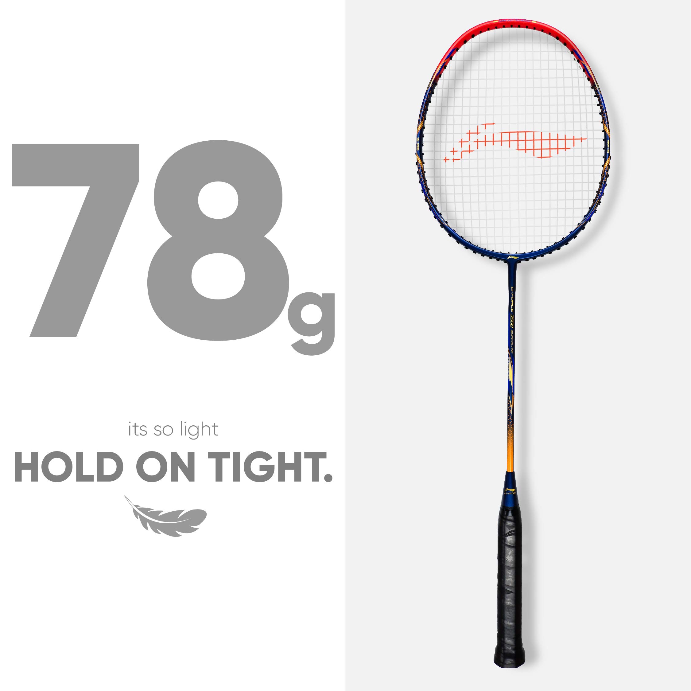 Li-Ning G-Force Superlite 3500 Carbon Fiber Unstrung Badminton Racket with Full Cover (Navy, Red) (AYPQ094-5)