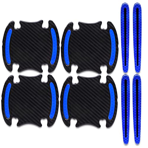 Ruibapa 8PCS Car Door Handle Universal Carbon Fiber Texture Scratch Prevention Protective Film (Blue)