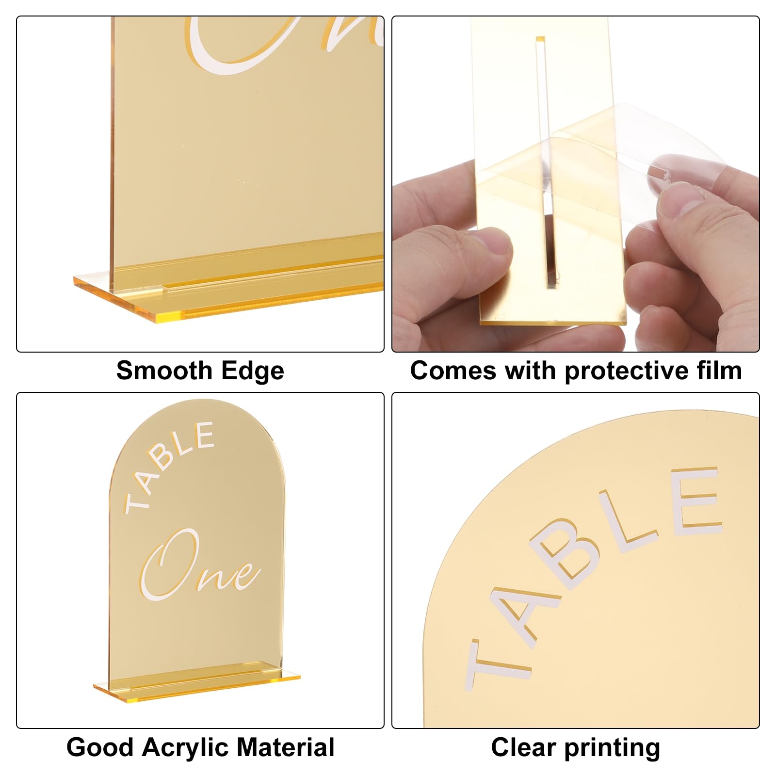 uxcell 10pcs Gold Mirrored Arch Acrylic Sign with Stand, 5 x 7 Inch Acrylic Arch Table Number Holders for Wedding Table Centerpiece Decoration (Number 1-10)