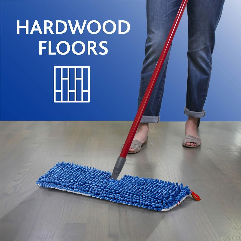 O-Cedar Hardwood Floor 'N More Microfiber 3-Action Flip Mop Refill (Pack of 4) | Double-Sided Mop Head w/Microfiber & Chenille | Reusable, Machine-Washable Mop Head Replacement