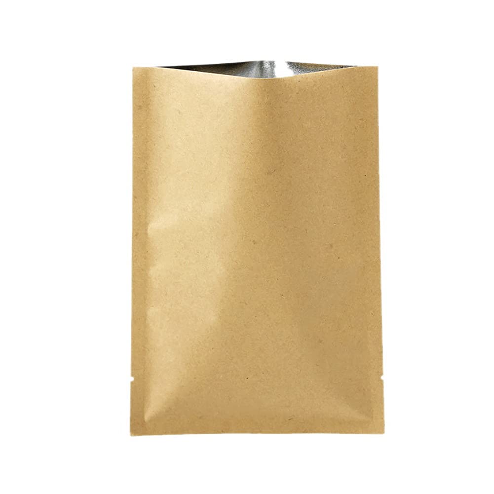Muka 100 PCS Reusable Kraft Flat Bags for Chocolate Bar, Foil Lined Zip Pouch-7.75 x 11.75 inch/16 oz