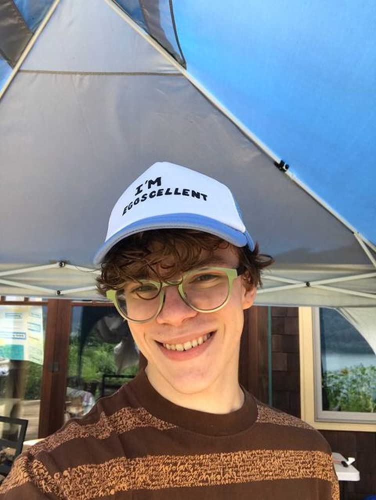 I'm Eggscellent Trucker Hat The Regular Show Cap Rigby Mordecai TV Show Costume Blue