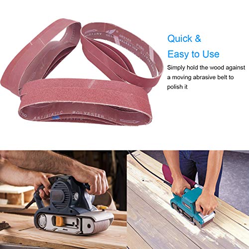 Sackorange 18 Pack 1-1/2 x 30 Inch Sanding Belts For Pipe Tube Polisher Sander- 3 Each of 60 80 120 150 240 400 Grit Aluminum Oxide Sander Belts (1-1/2" x 30")
