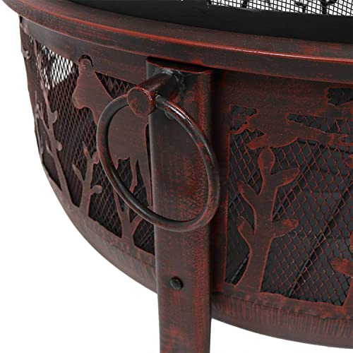 Sunnydaze 30-Inch Outdoor Fire Pit - Round Wood-Burning Backyard and Patio Fire Pit for Outside - Spark Screen, Water-Resistant Cover, Metal Grate, and Fireplace Poker Included - Pheasant Hunting