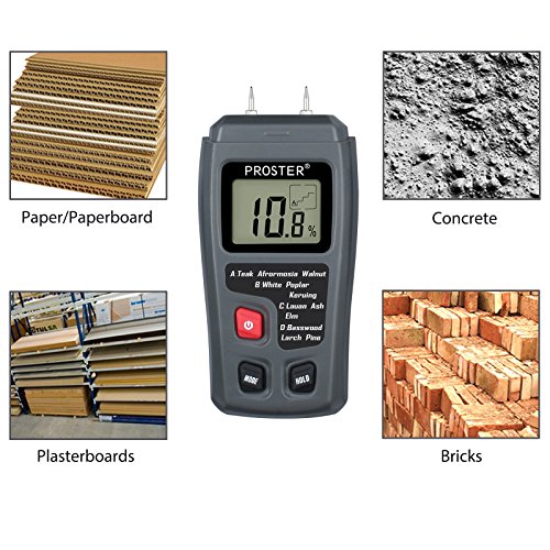 Proster Digital Wood Moisture Meter Handheld LCD Moisture Tester Damp Moisture Tester Detector for Firewood Paper Humidity Measuring