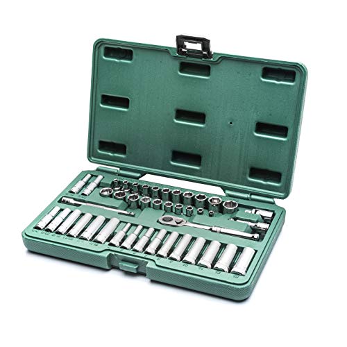 SATA 43-Piece 1/4-Inch Drive SAE and Metric Socket Set, Standard and Deep Sizes, with Ratchet and Other Accessories - ST09007U