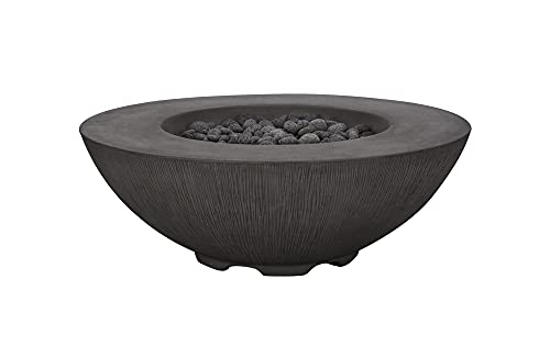 Pyromania Shangri-La Outdoor Concrete Fire Pit Bowl, 41 Inches Round - Natural Gas Model in Charcoal Gray Color