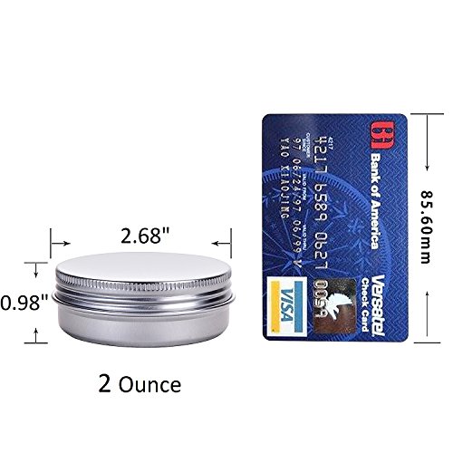 YQ 2 Oz Aluminum Tins Cans 28 Pack Round Storage Jars Containers Screw Lids Metal Tins Travel Tins Cosmetic Refillable Containers(Silver)