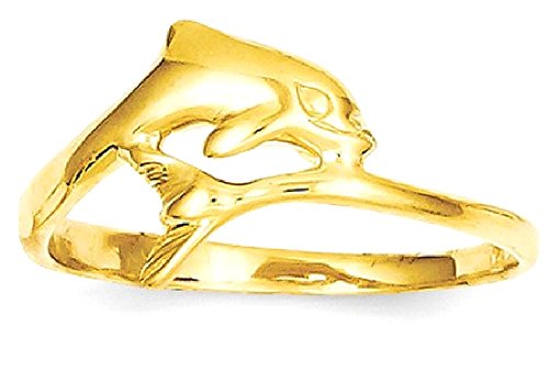 IceCarats 14K Yellow Gold Sea Dolphin Ocean Fish Beach Nautical Ring Size 6.00