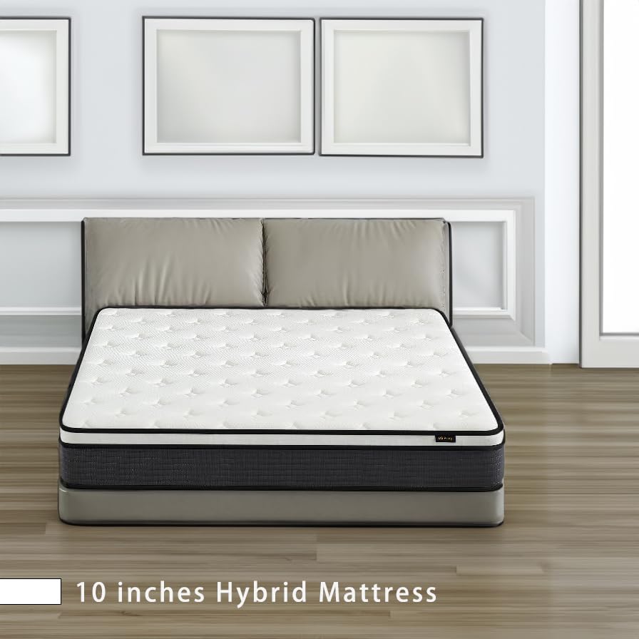 Xiconbao Memory Foam Mattress Twin Size - 10 Inch Hybrid Mattress in A Box Spring Medium Firm Mattress for Back Pain Relief