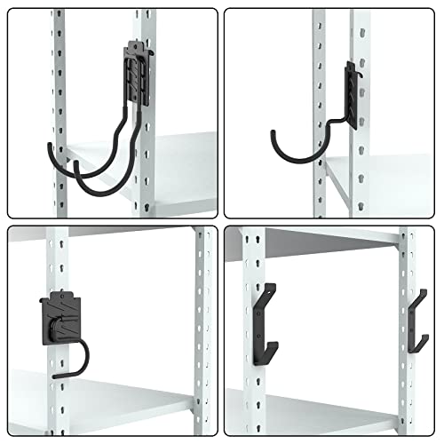 TORACK 7PCS Shelving Hooks for Keyhole Shelving Units, Metal Shelving Hook Organizer Kit for Tools, Cords, Hoses, Bags, etc., No Drilling No Holes