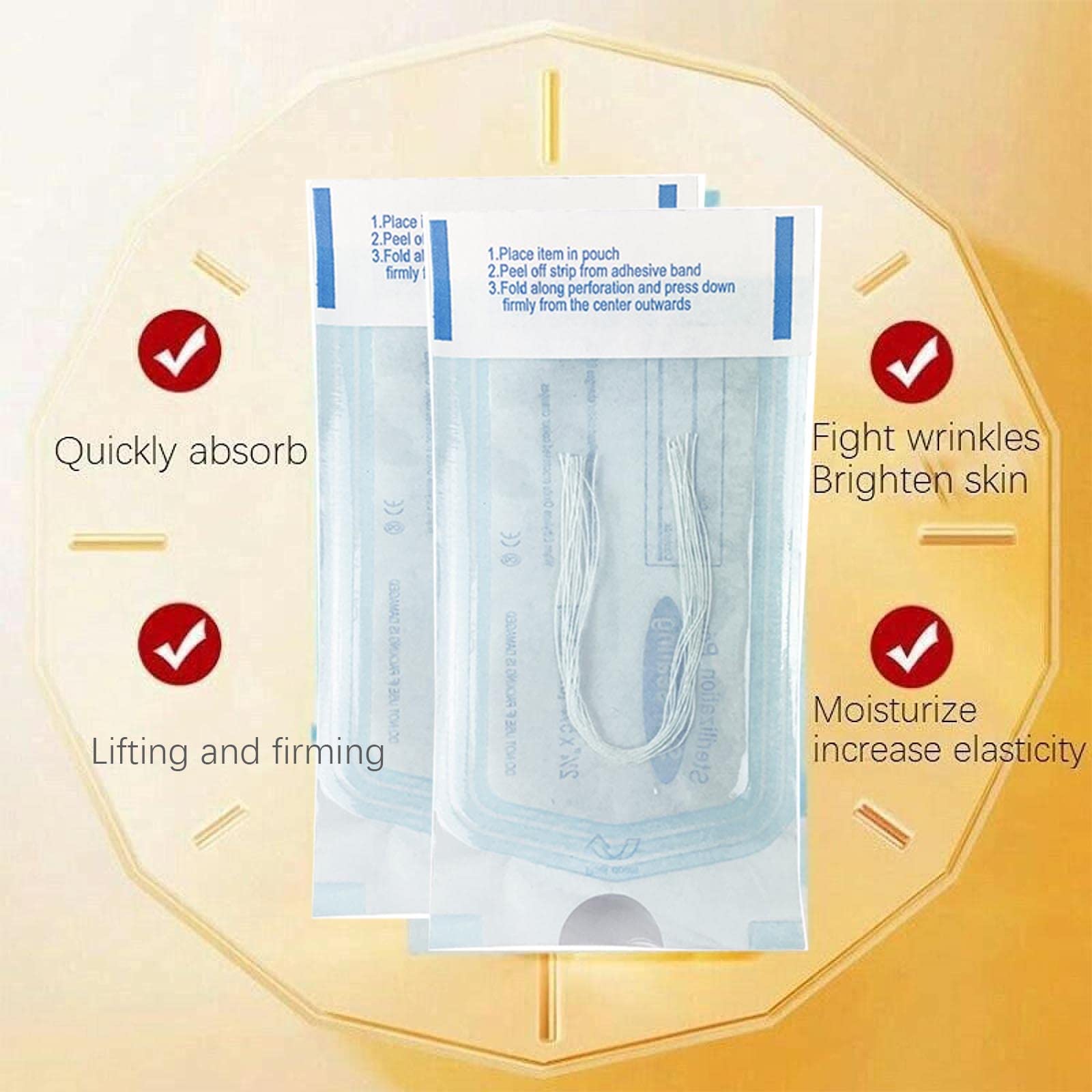 Soluble Protein Thread Lifting, Instant Face Protein Thread, 12Line/Bag Firming Lifting Skin Care(15 Bag)