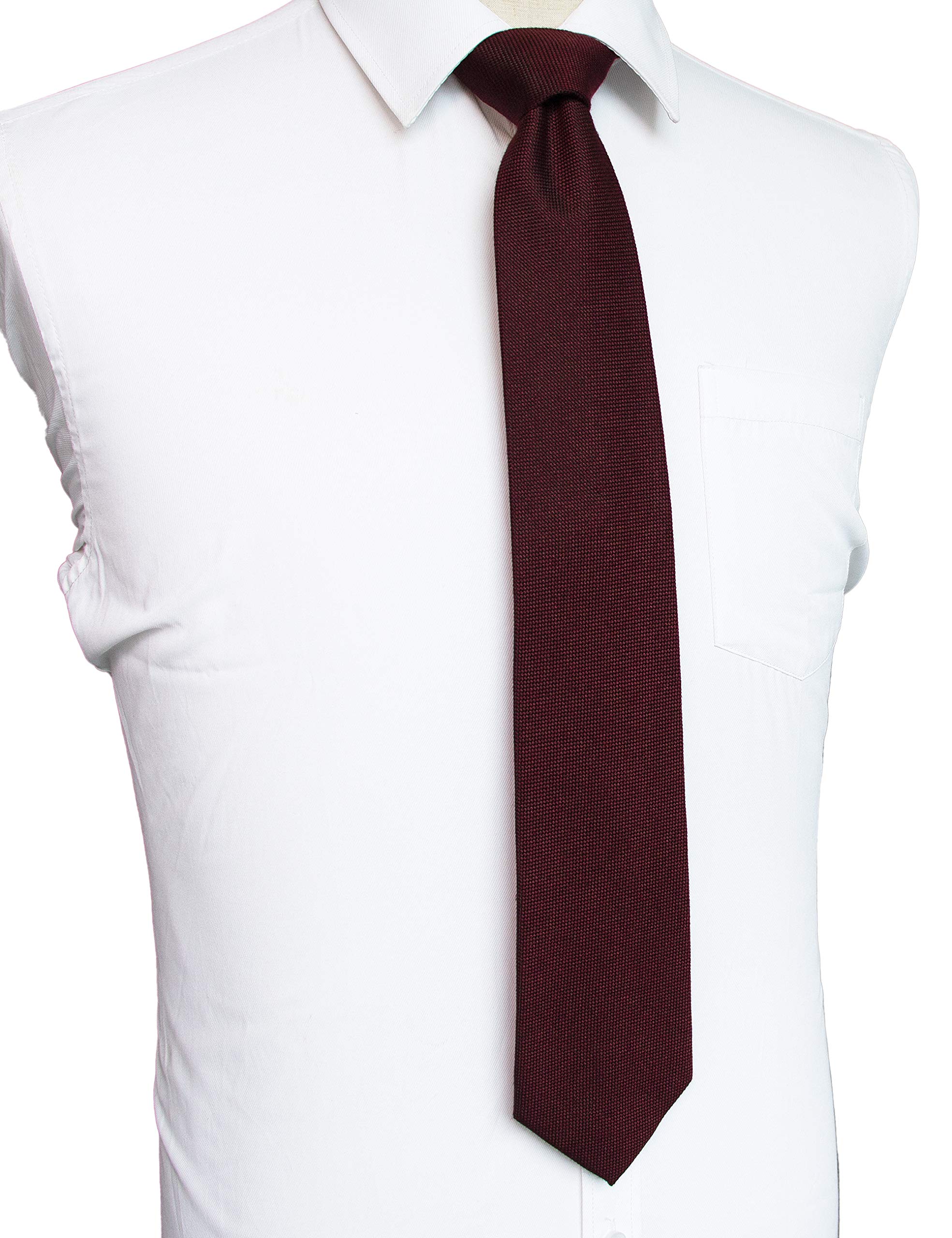 JEMYGINS Burgundy Wool Tie Cashmere Necktie and Pocket Square with Tie Clip Sets for Men(3)