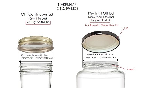 Nakpunar 24 pcs 110TW Gold Lids, BPA Free Plastisol Lined - 110mm Lug Lids for Glass Jars, Canning, Preserving