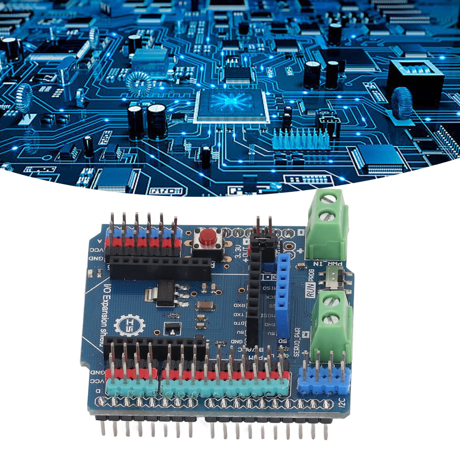 Sensor Expansion Board, 3.3V 5V Convenient 14 IO Expansion Module 6 Port Analog Digital 3P for Controller