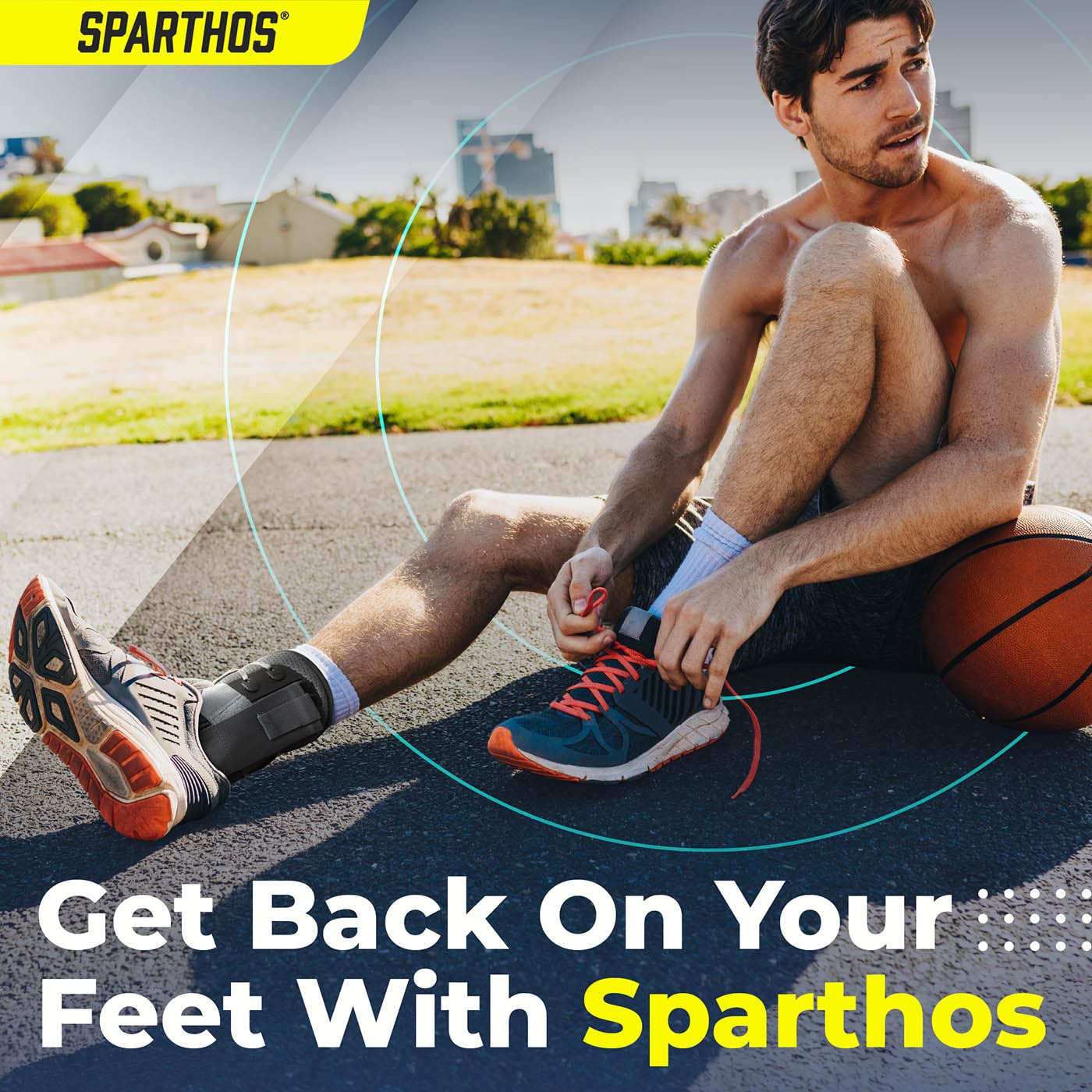 Sparthos Lace Up Ankle Brace - Adjustable Support for Running, Basketball, Volleyball - for Injury Recovery and Sprains - Compression Stabilizer Braces - For Men & Women (Gray - Large)