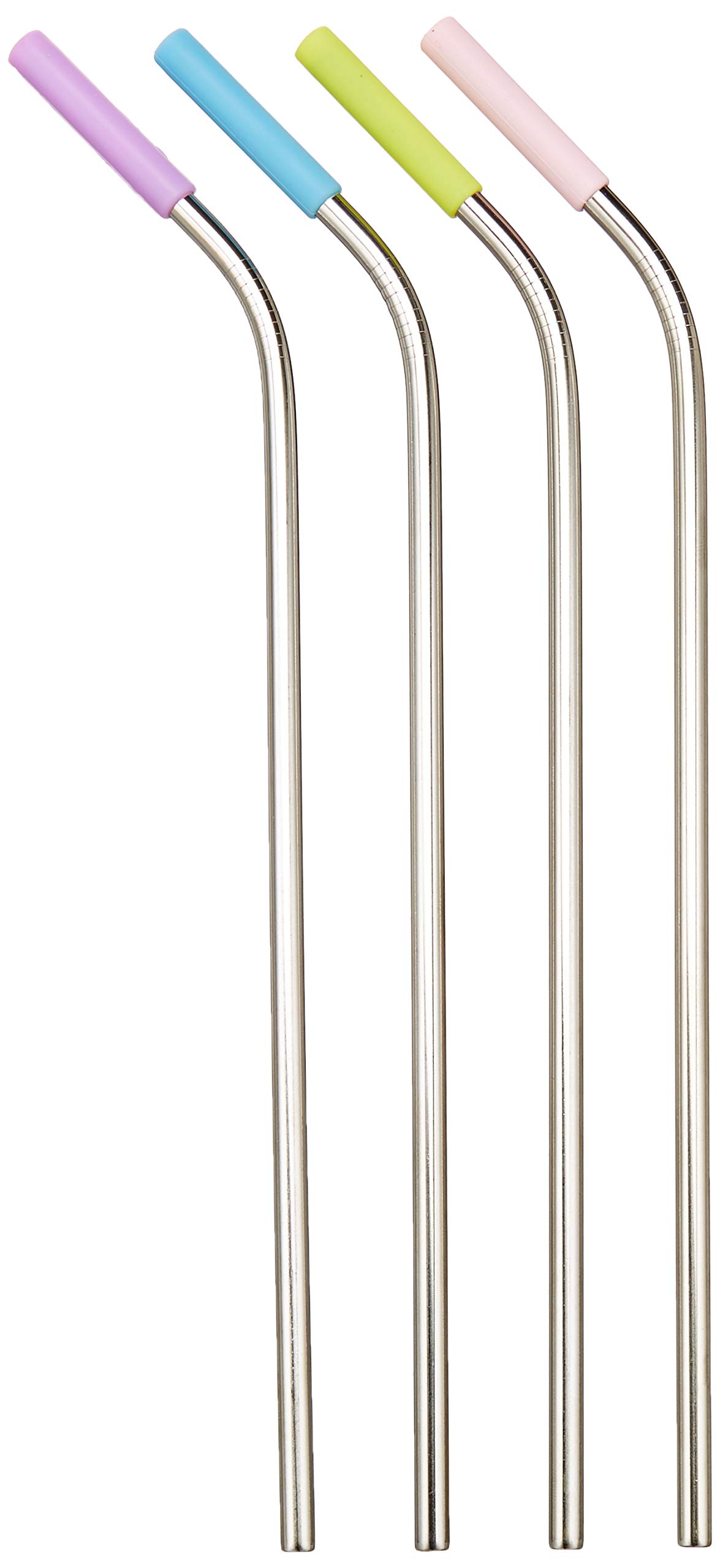 Polkadot Weasel Company Set of 8 Stainless Steel Straws, Silicon Tips, and 2 Cleaning Brushes (10.5 inch w/o travel container)