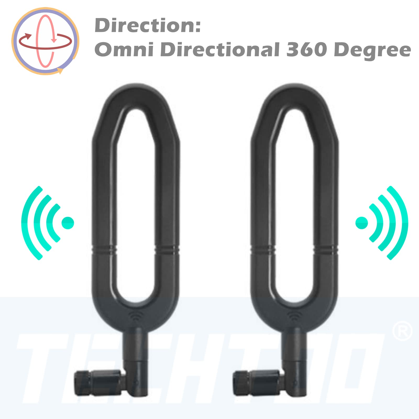 TECHTOO WiFi Antenna Dual Band 2.4GHz - 5.8GHz with RP-SMA Connector for Wireless Network Router - USB Adapter - PCI PCIe Cards - Signal Booster - Access Point - Wireless Range Extender