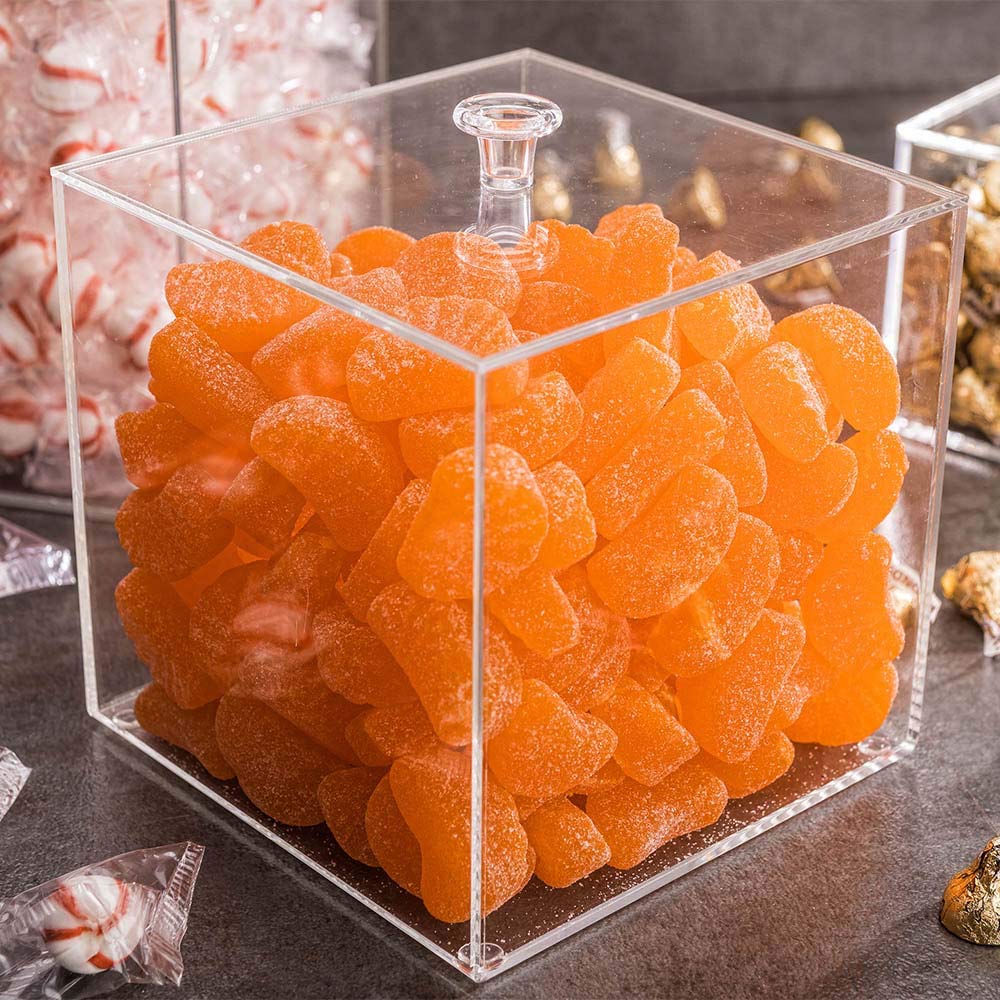 Restaurantware Clear Tek Clear Acrylic Medium Candy Container - Display Box - 6" x 6" x 6" - 1 count box