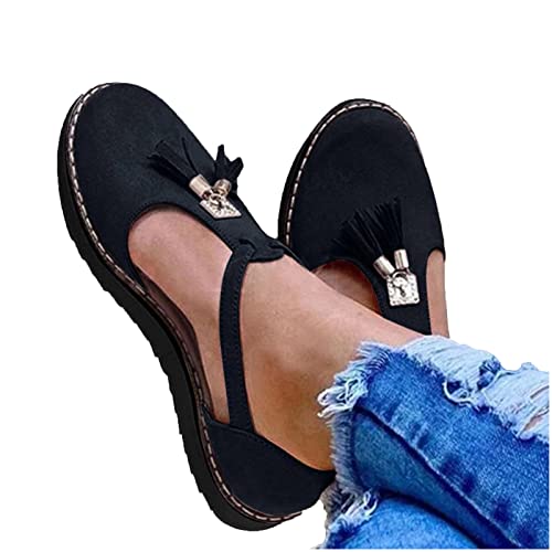 sckarle Women Espadrille Platform Sandals Cutout Breathable Ankle Straps Casual Summer Closed Toe Wedges Sandals