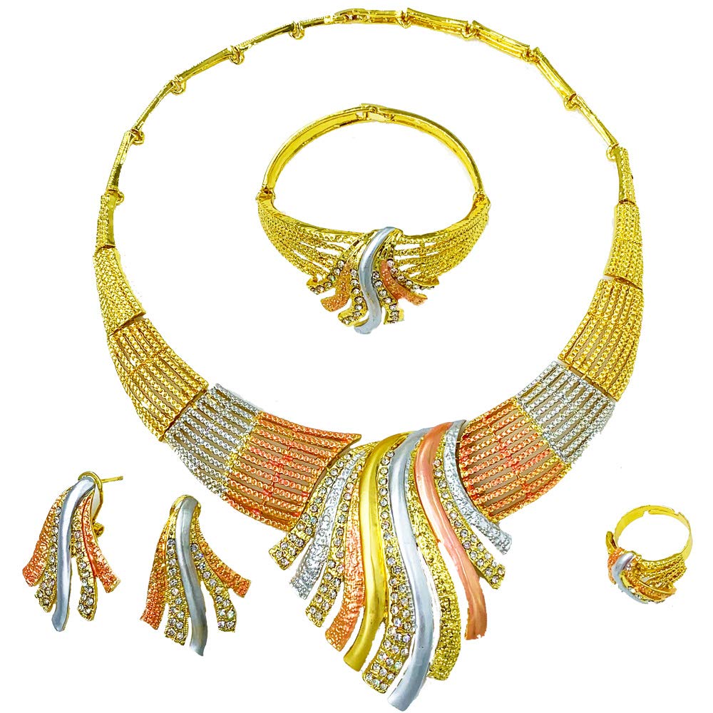 LIFFLY Ethiopian Jewelry for Women Golden African Necklace for Mom ladies, Costume Jewelry for Women Necklaces Gifts