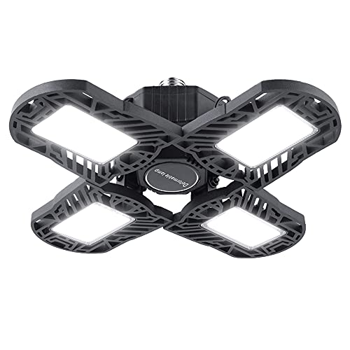 Led Garage Lights, Deformable Garage Light 10000LM, 100W Shop Lights for Garage, Ultra-Bright Lamps with 4 Adjustable Panels, Garage Ceiling Light for Workshop/Warehouse