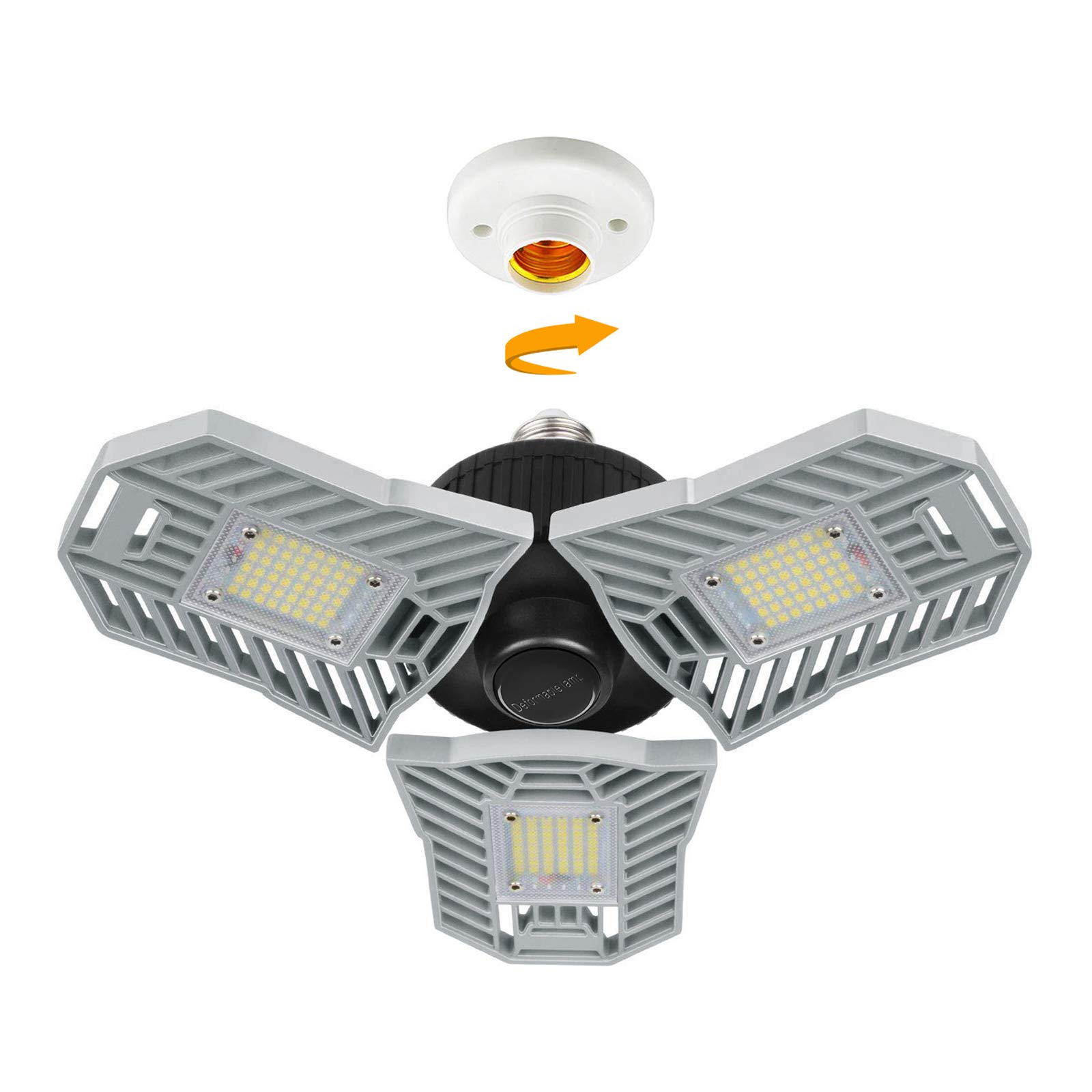 LED Garage Lights,Tiaoyeer 60W Adjustable Trilights Garage Ceiling Lights 6000 LM Adjustable Panels Garage Lighting, Deformable LED Shop Lights with ETL- Certified for Workshop,Cellar,Warehouse
