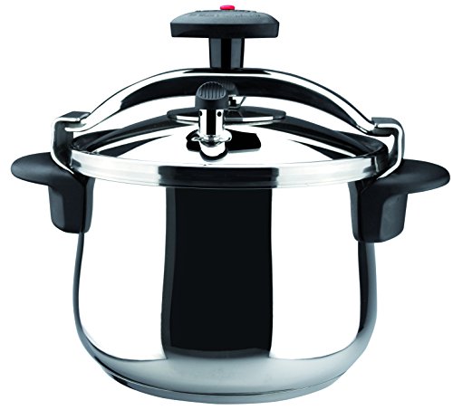 MAGEFESA ® Star B fast pressure cooker, 8.4 Quart, with rounded bottom, made in 18/10 stainless steel, suitable for all types of stovetops, included indution, 3 heavy security systems, 8 psi