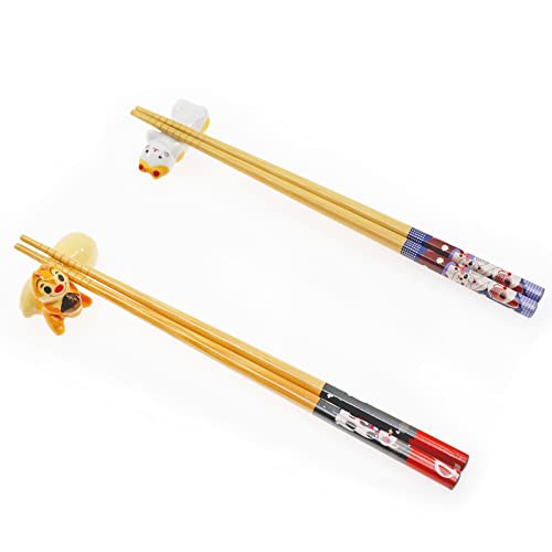 NaiHey Cute Cat Ceramics Chopsticks Rests Japanese Style chopstick holder Dinner Spoon Knife Fork Chopsticks Stand Rest Rack Kawaii Squirrels (Set of 4)