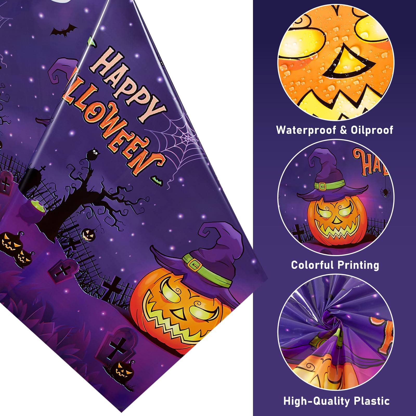 WERNNSAI Halloween Tablecloths 1 PC - Halloween Party Tablecloth Halloween Plastic Tablecloth 108" x54β Disposable Tablecloth Rectangular Tablecloth Waterproof Tablecloth Kids