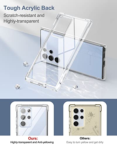 SURITCH for Samsung Galaxy S22 Ultra Clear Case 6.8" (Only), [Built-in Screen Protector] Full Body Protective Hard Shell+Soft TPU Phone Case for Samsung S22 Ultra -(Full Clear)