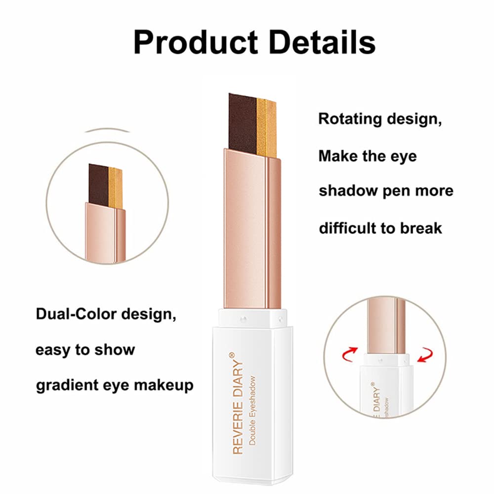 REVERIE DIARY 3PCS Eyeshadow Stick and Eyeliner Pen Two Colors In One Swipe for 3 Seconds Eye Makeup, Waterproof and Long Lasting Eye Shadow Pencil, Hypoallergenic Cream Eyeshadow