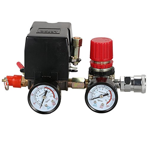 Secbolt Pressure Switch Manifold Regulator Gauges Air Compressor Pressure Switch Control Valve 90-120PSI (American Pattern)
