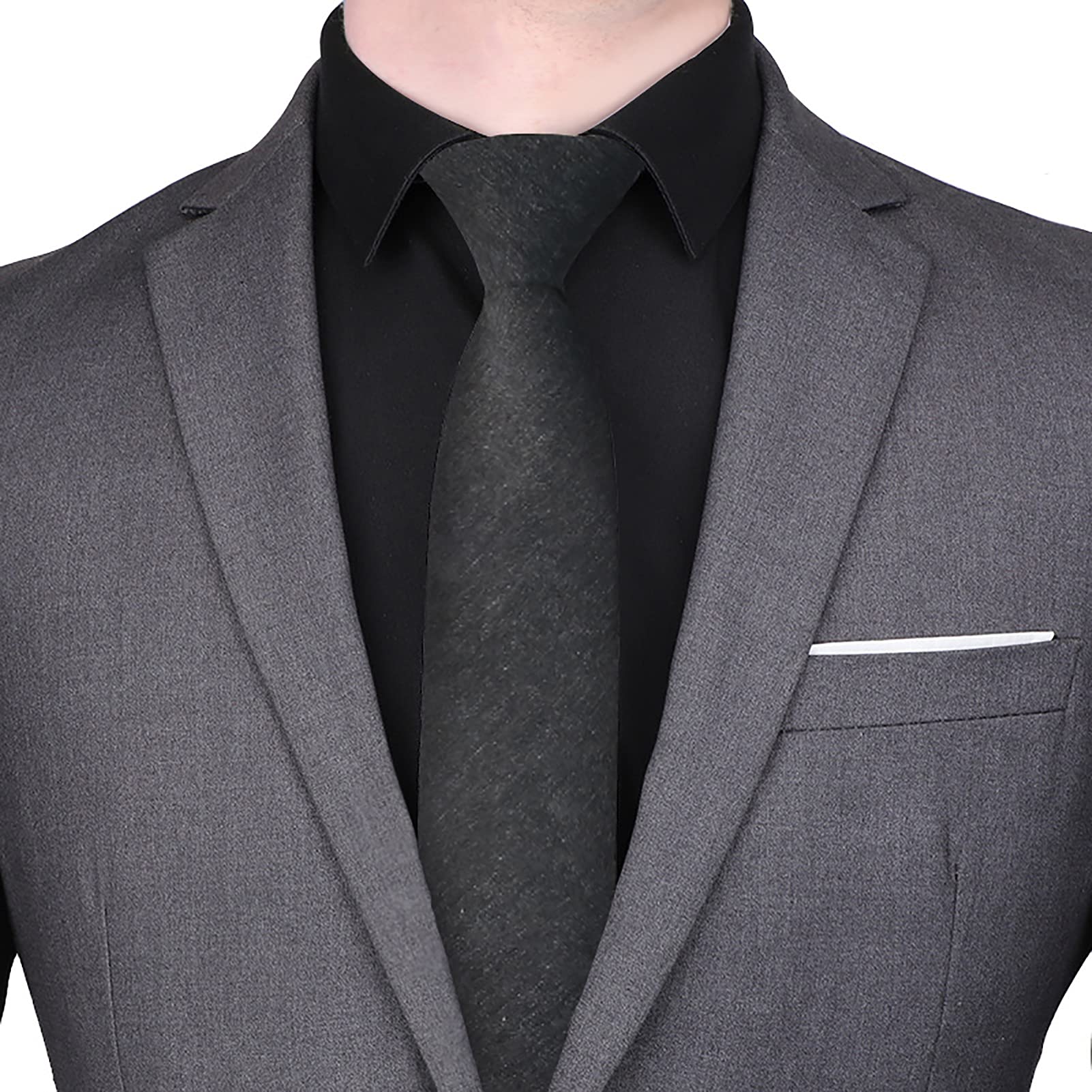 HOULIFE Ties for Men, Solid Mens Tie, Cotton Stripe Skinny Ties for Men, Slim Men’s Neckties for Wedding Party
