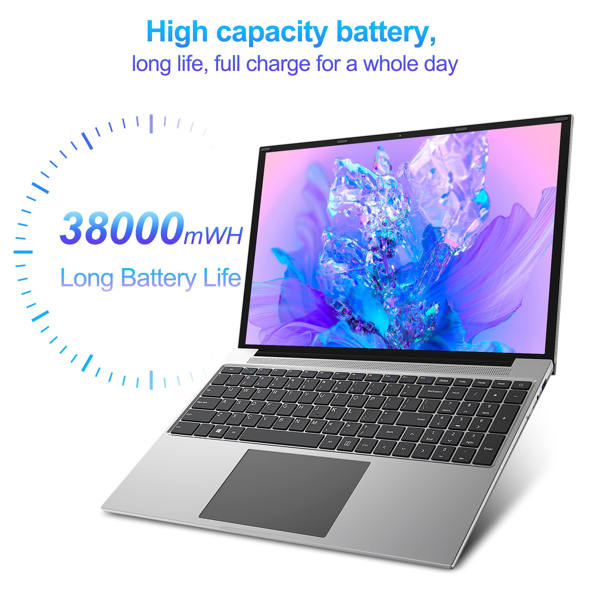jumper 16 Inch Laptop, Quad Core CPU, FHD IPS Screen (16:10), 4GB DDR4 128GB Storage, Laptops Computer with Office 365 1-Year Subscription, 4 Stereo Speakers, Numeric Keypad.