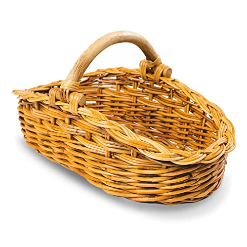 The Basket Lady Wicker Gathering Basket, Small, 18.5 in L x 10 in W x 9 in H, Simply Natural (Sold Individually)