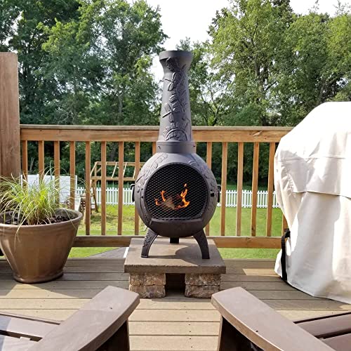 The Blue Rooster Dragonfly Aluminum Chiminea in Gold Accent