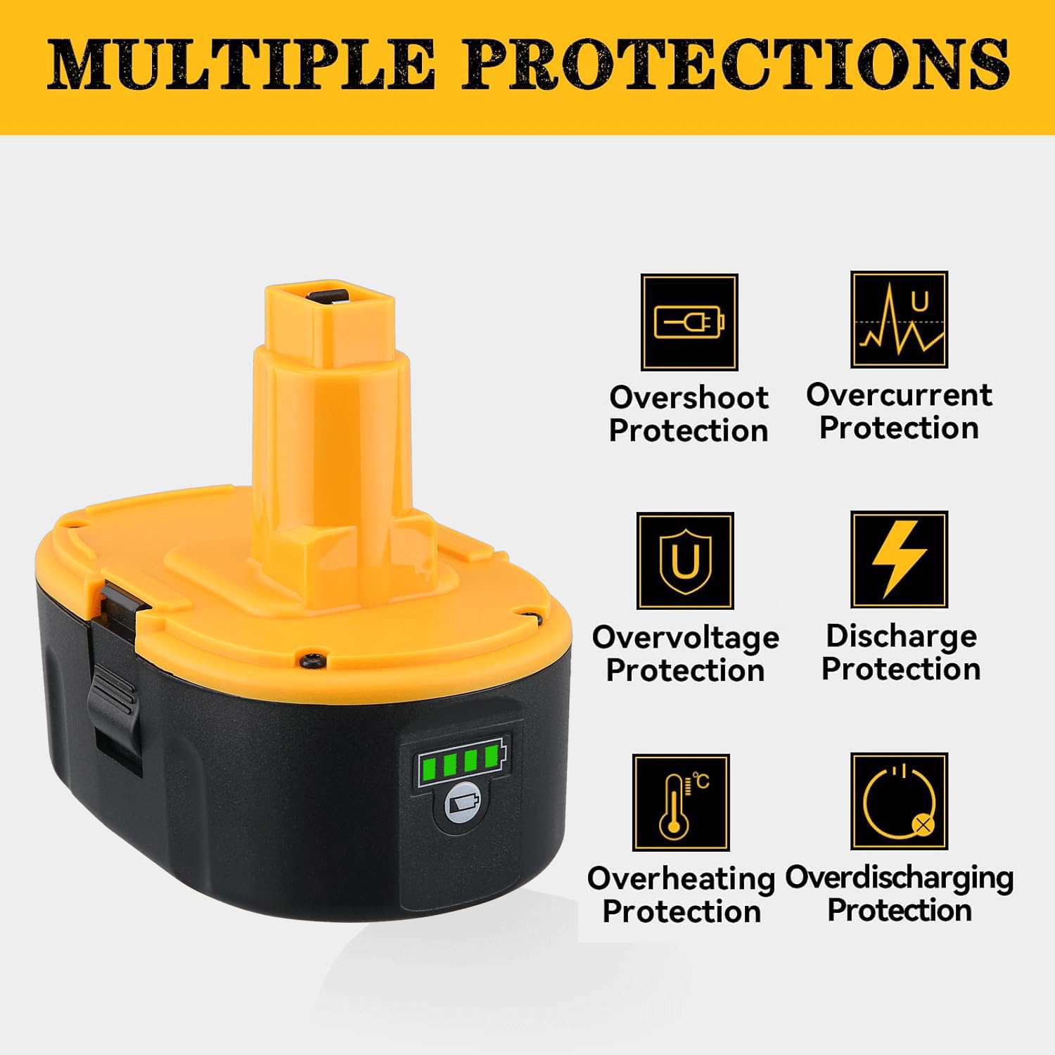 Xmenany 2Pack 6.0Ah Lithium ion DC9096 Battery Replacement for Dewalt 18V Battery XRP DC9098 DC9099 DE9096 DE9095 DW9096 DW9098 DW9095 DC9182